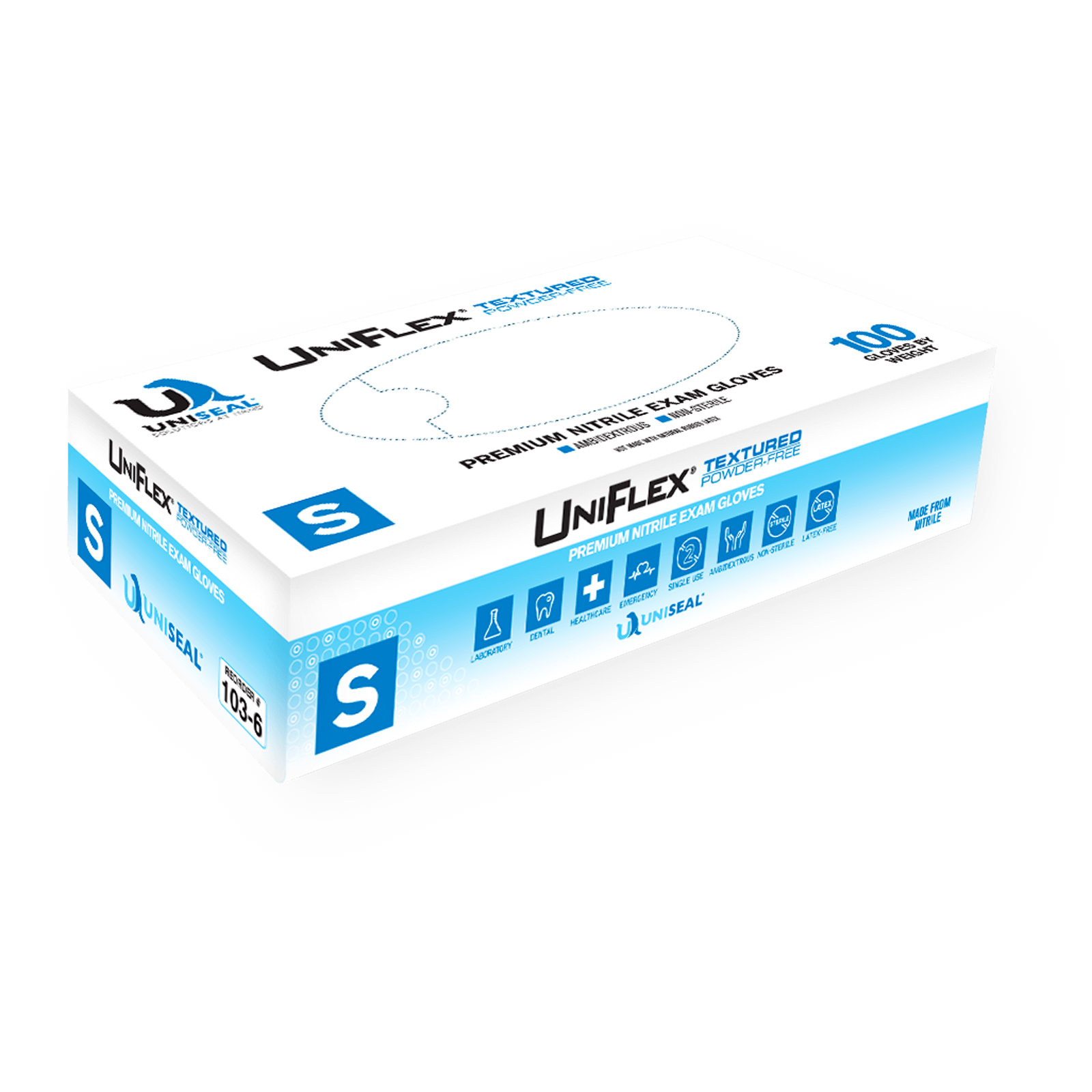 Gloves Nitrile Powder Free Textured UniFlex 100/Box