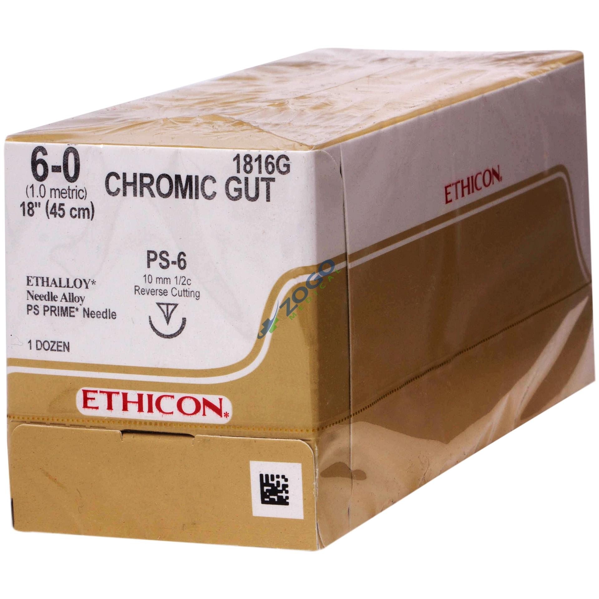 Ethicon 5-0 Suture Chrom Gut 18" (12/Pkg)