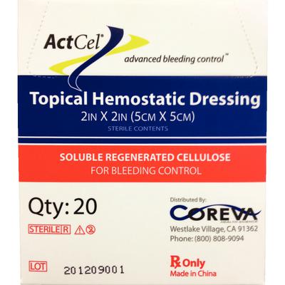 ActCel Hemostatic Dressing Gauze Sterile 2"x2" (20/Box)