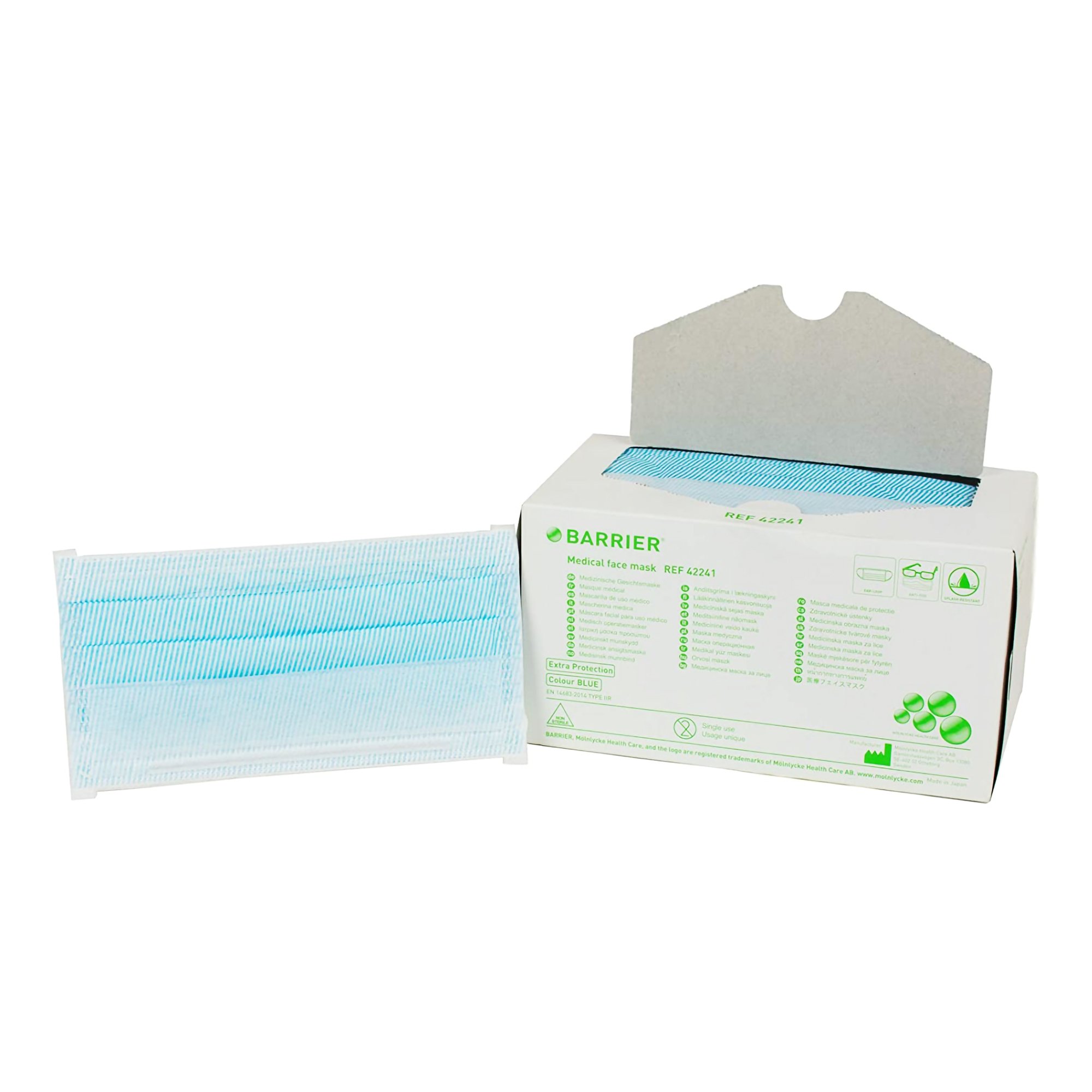 Face Masks Barrier Earloop Surgical, Extra Protection, Blue, 50/Pkg ...