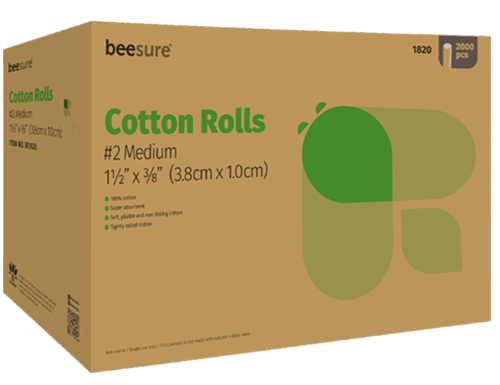 Cotton Rolls, #2 Medium, 1 1/2" x 3/8", 2000/Box